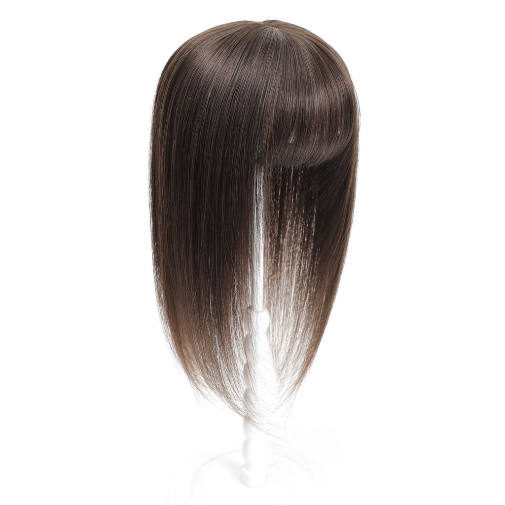 Human Hair Topper with Bangs #2c Chocolate Brown