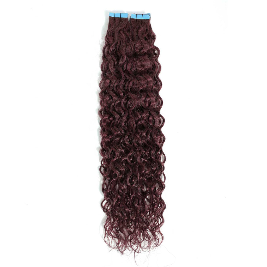 Curly Tape Hair Extensions Burgundy Mahogany