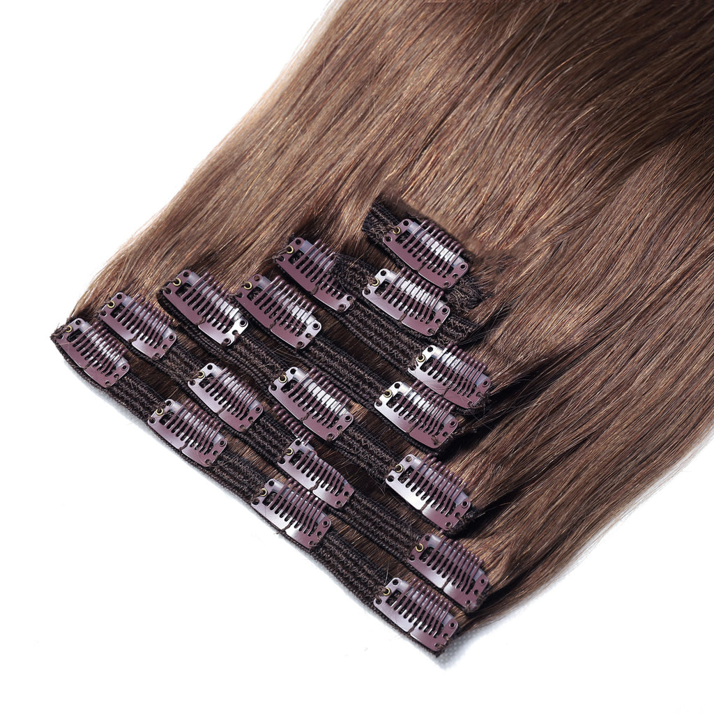 Clip In Hair Extensions #4 Chestnut Brown 17"