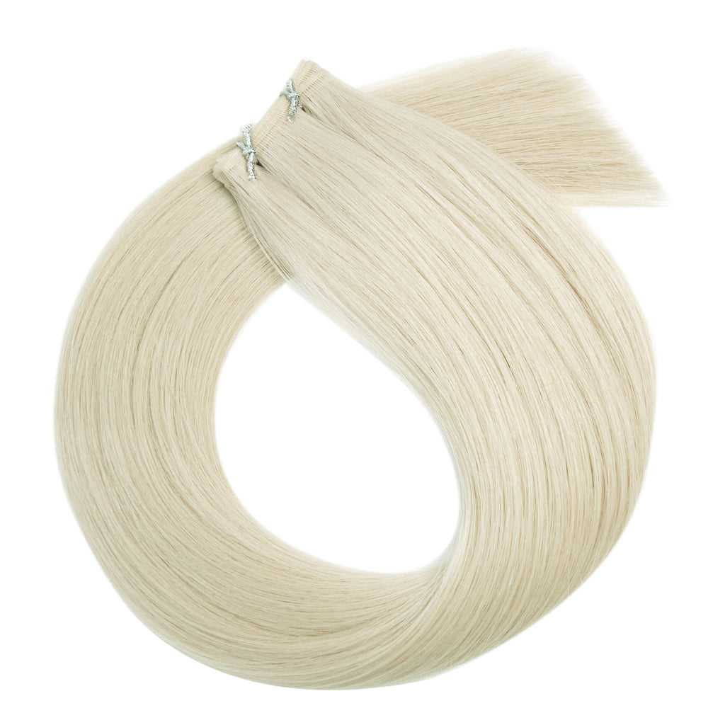 Russian Micro Weft Hair Extensions #60 Cool Platinum Blonde Double Dra