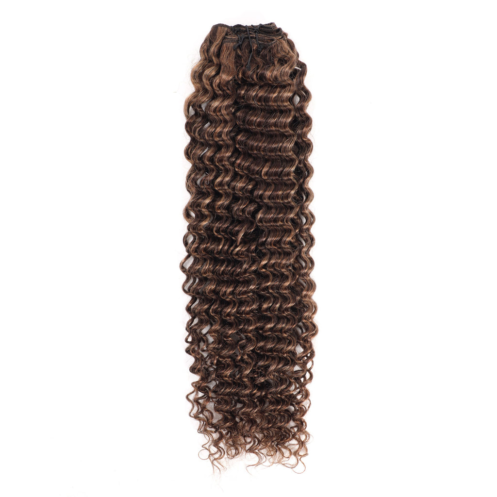 Weft Curly Hair Extensions 3C 25" - #4/27 Chestnut Brown and Bronzed ...