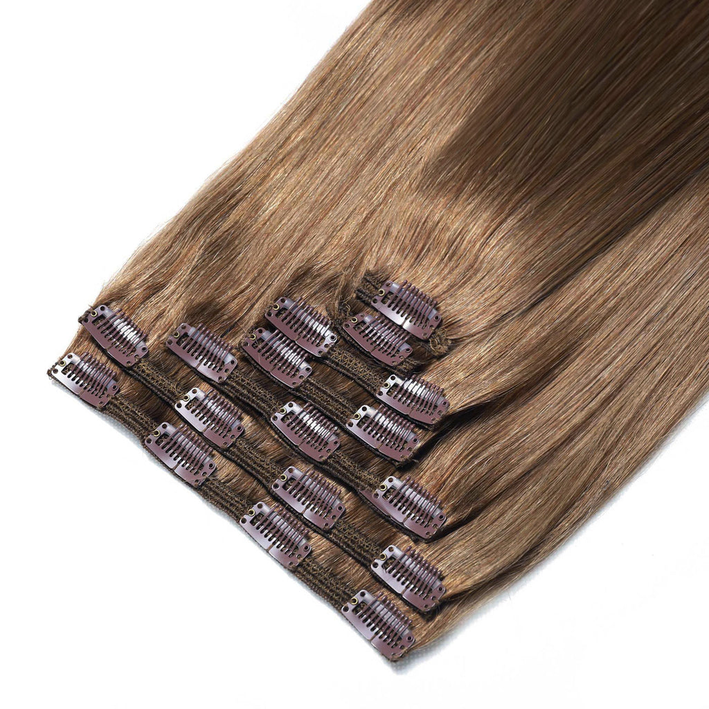 Clip In Hair Extensions #6 Medium Brown 17"
