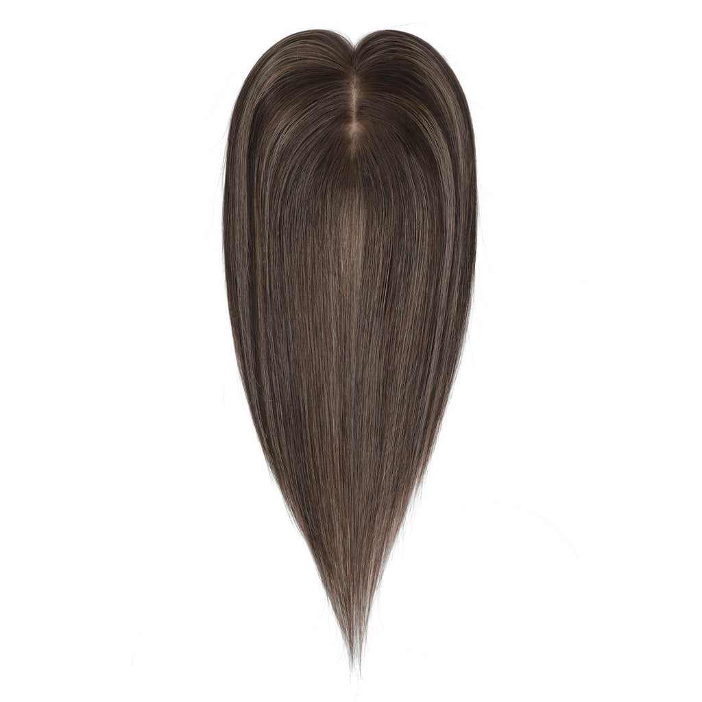 Human Hair Topper #2c/2c/8a Chocolate and Ash Brown Balayage