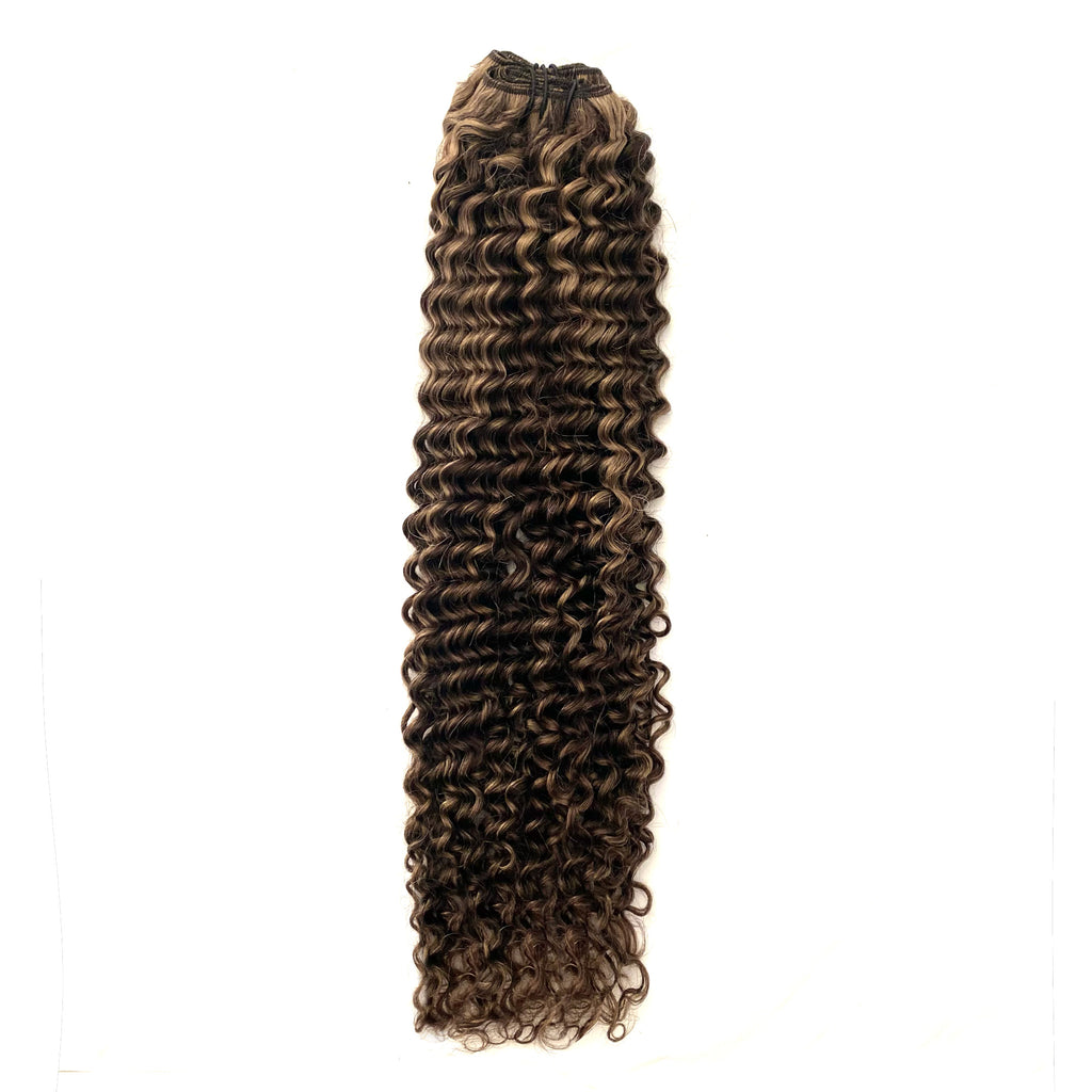Weft Curly Hair Extensions 3C 25" - #2/16 Dark Brown and Natural Blonde ...