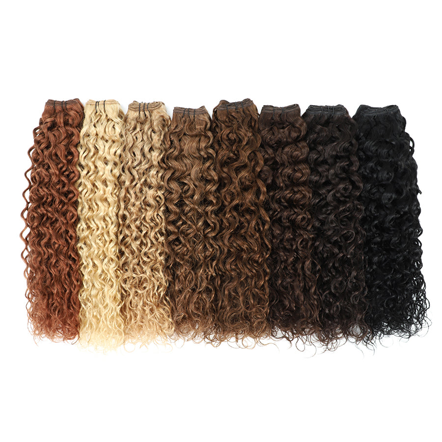 Weft Curly Hair Extensions Ash Brown and Sandy Blonde Mix Weft Curly Hair Extensions Ash Brown and Sandy Blonde Mix